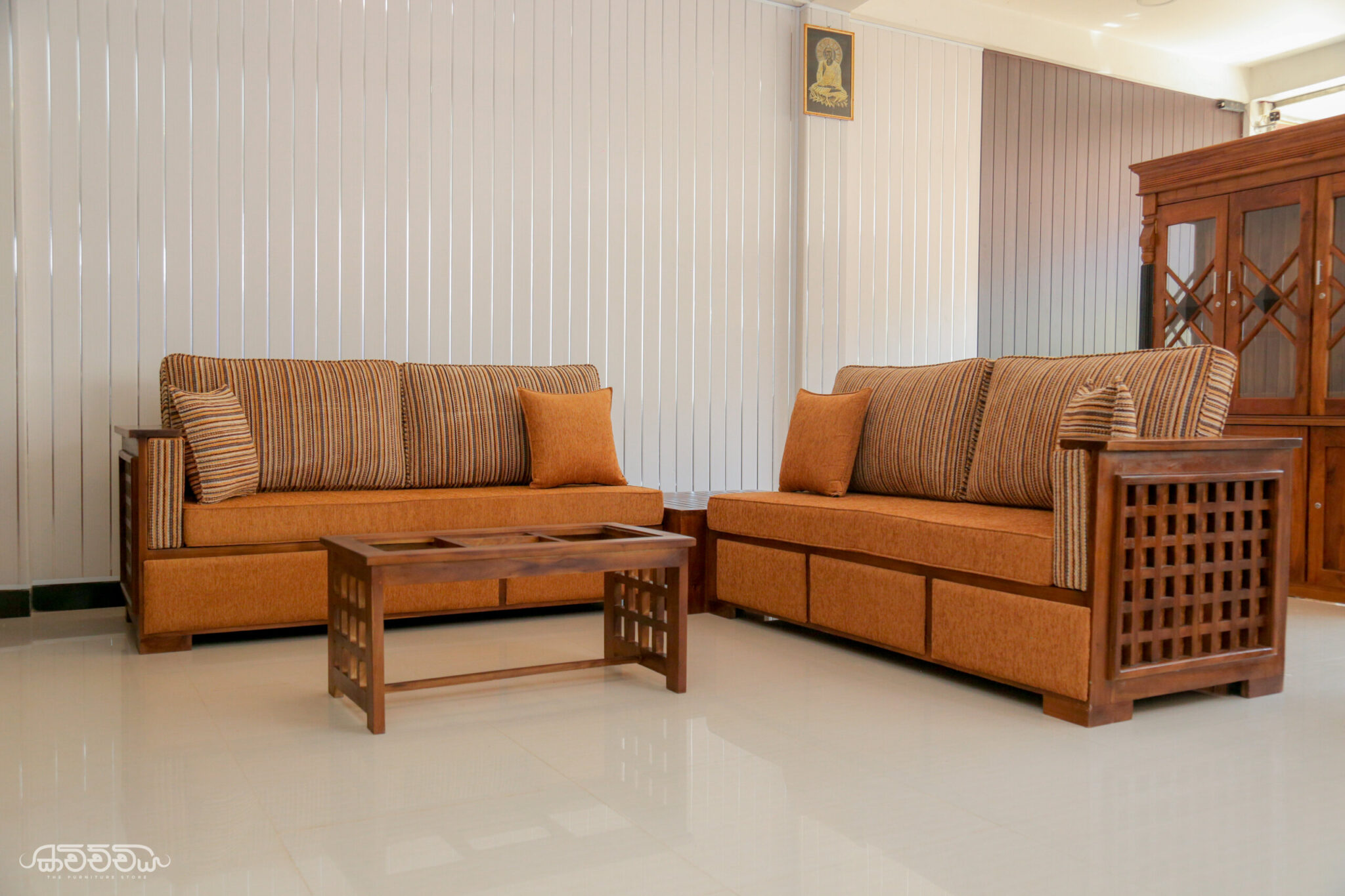 Teak Bend L-Shaped Sofa - Kavichchiya